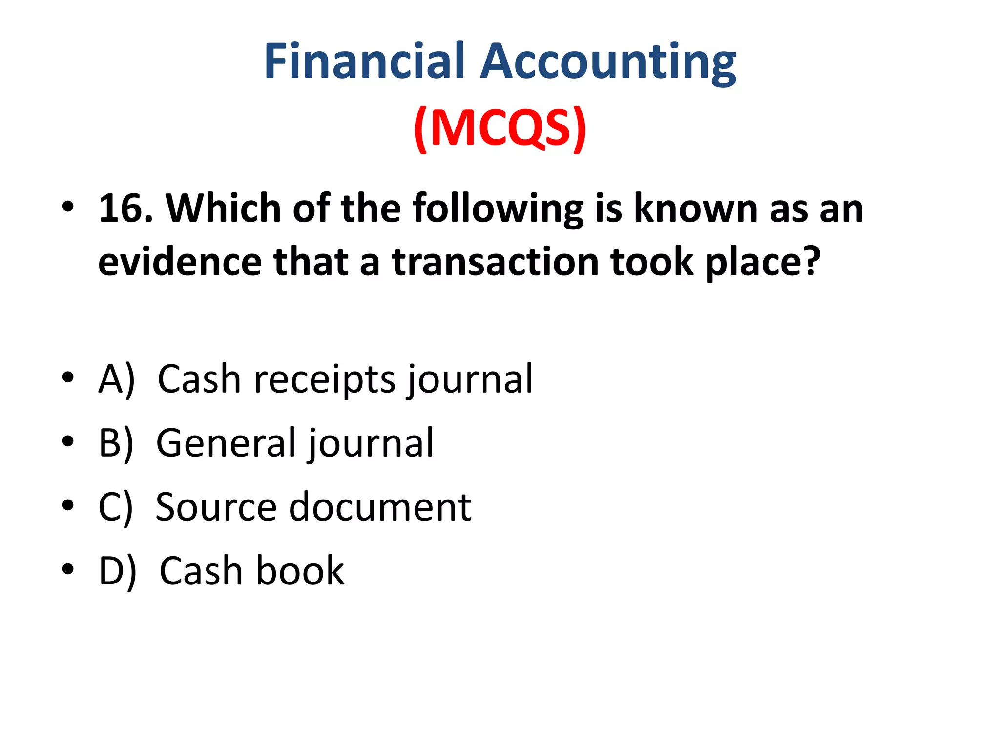 Financial Accounting (MCQS) | PPTX