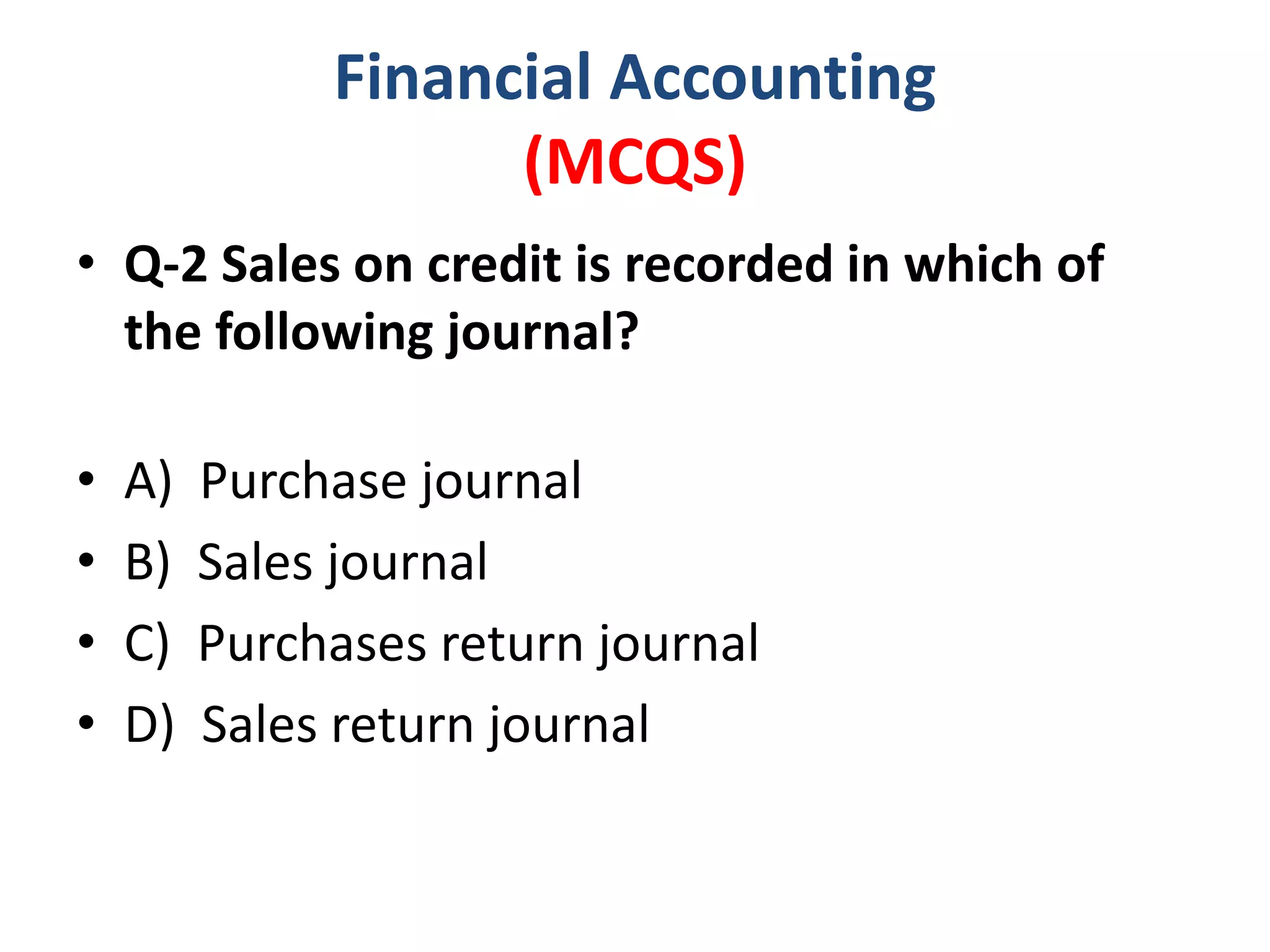Financial Accounting (MCQS) | PPTX