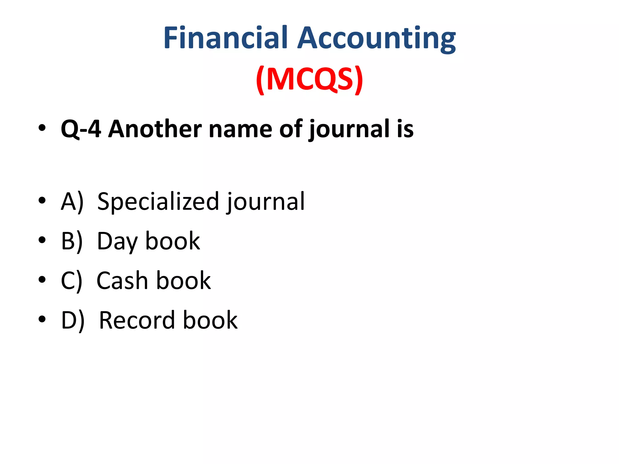 Financial Accounting (MCQS) | PPTX