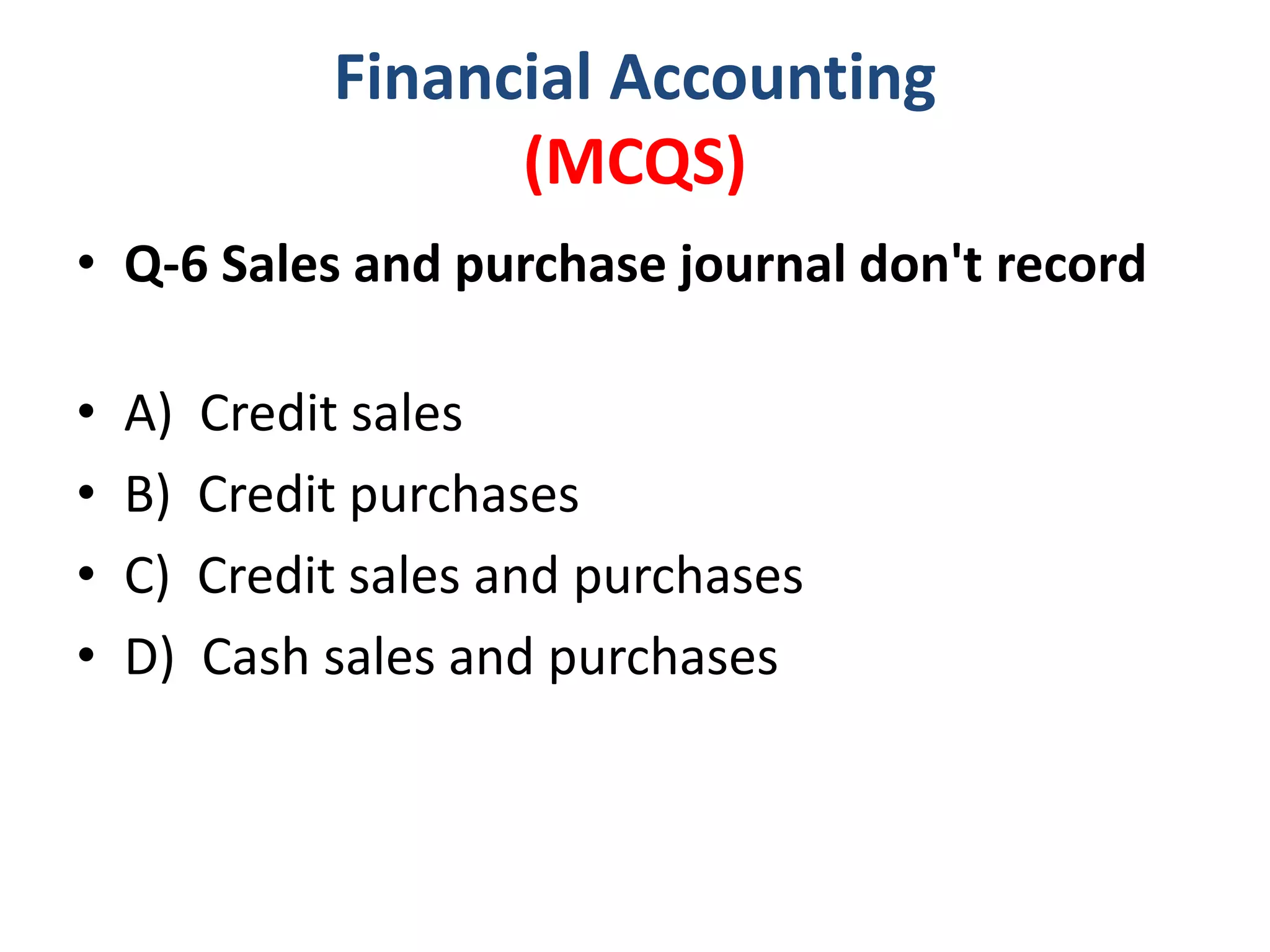 Financial Accounting (MCQS) | PPTX