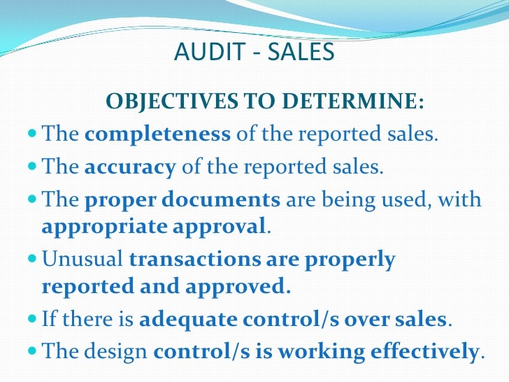Sales Audit, Sales Cycle, Collection Cycle, Audit sales