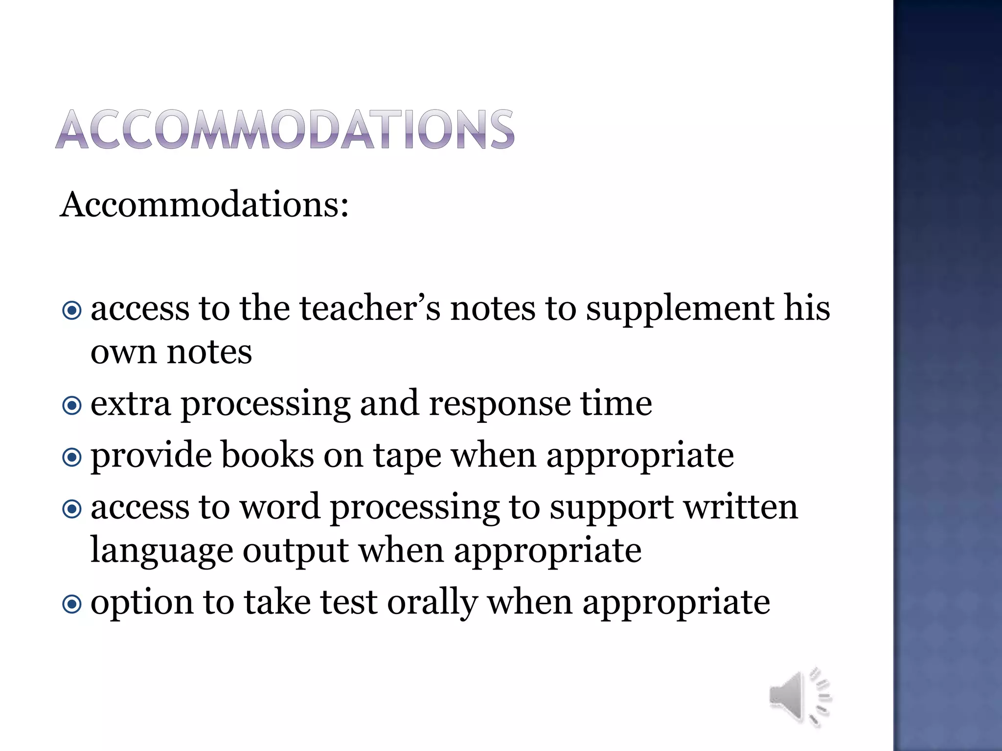 Accommodations and Modifications for students -pp | PPTX