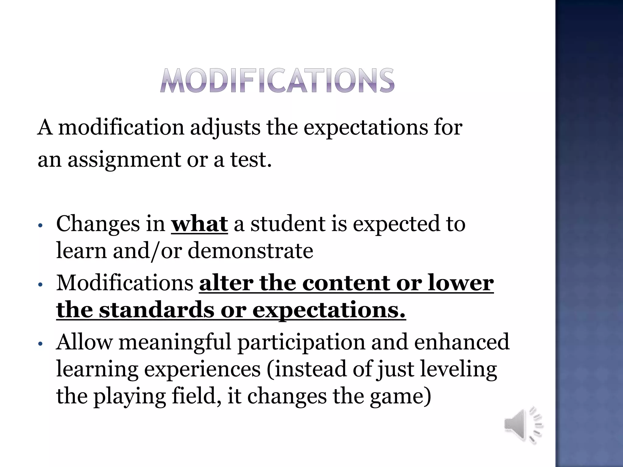 Accommodations and Modifications for students -pp | PPTX