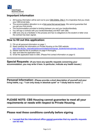 CBS Housing Application Form | DOCX