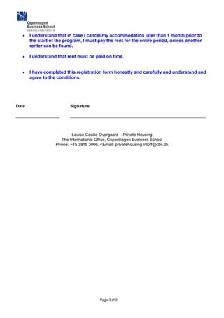 CBS Housing Application Form | PDF