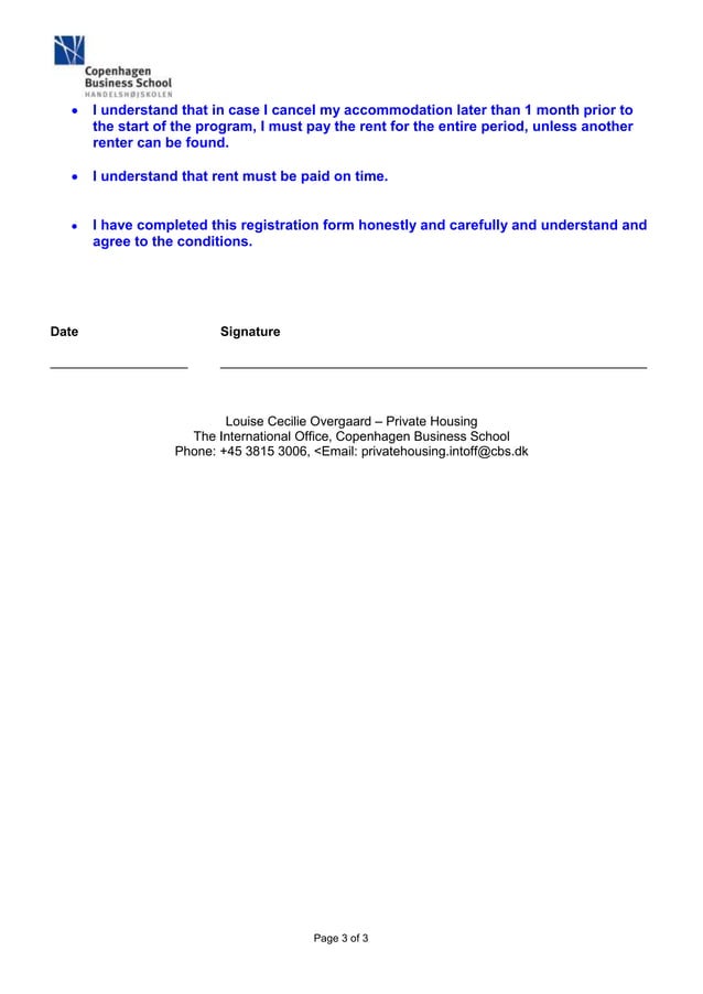 CBS Housing Application Form | DOCX