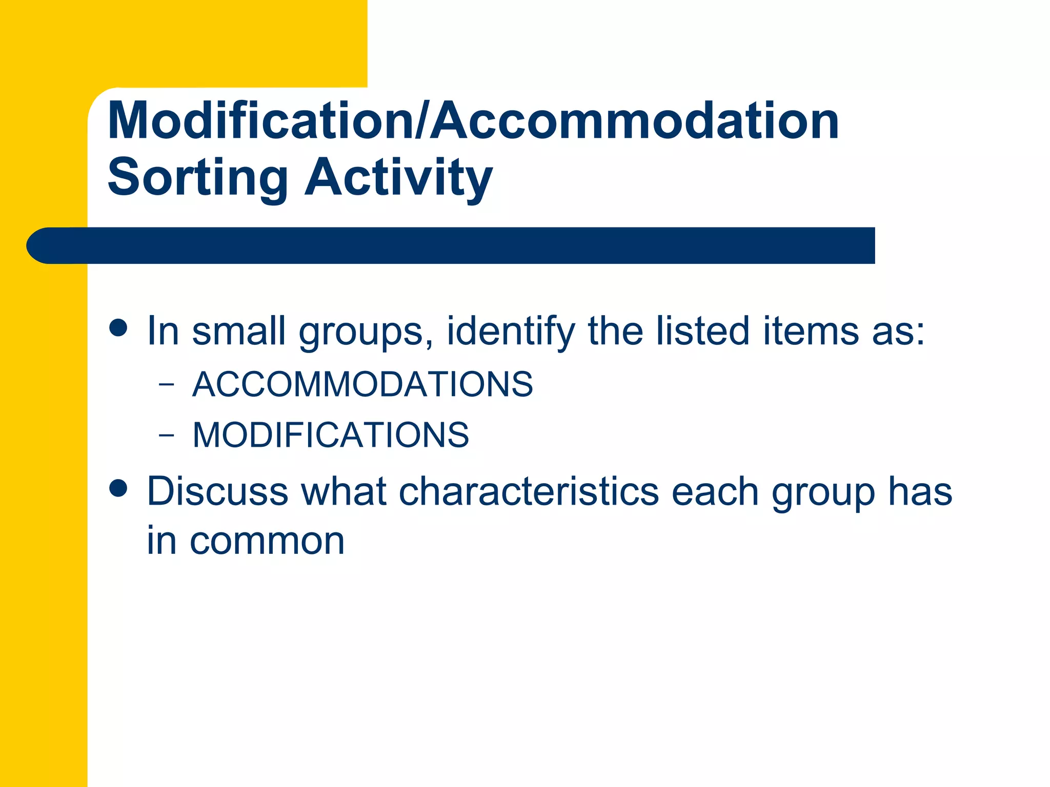 Accommodations vs. modifications | PPT