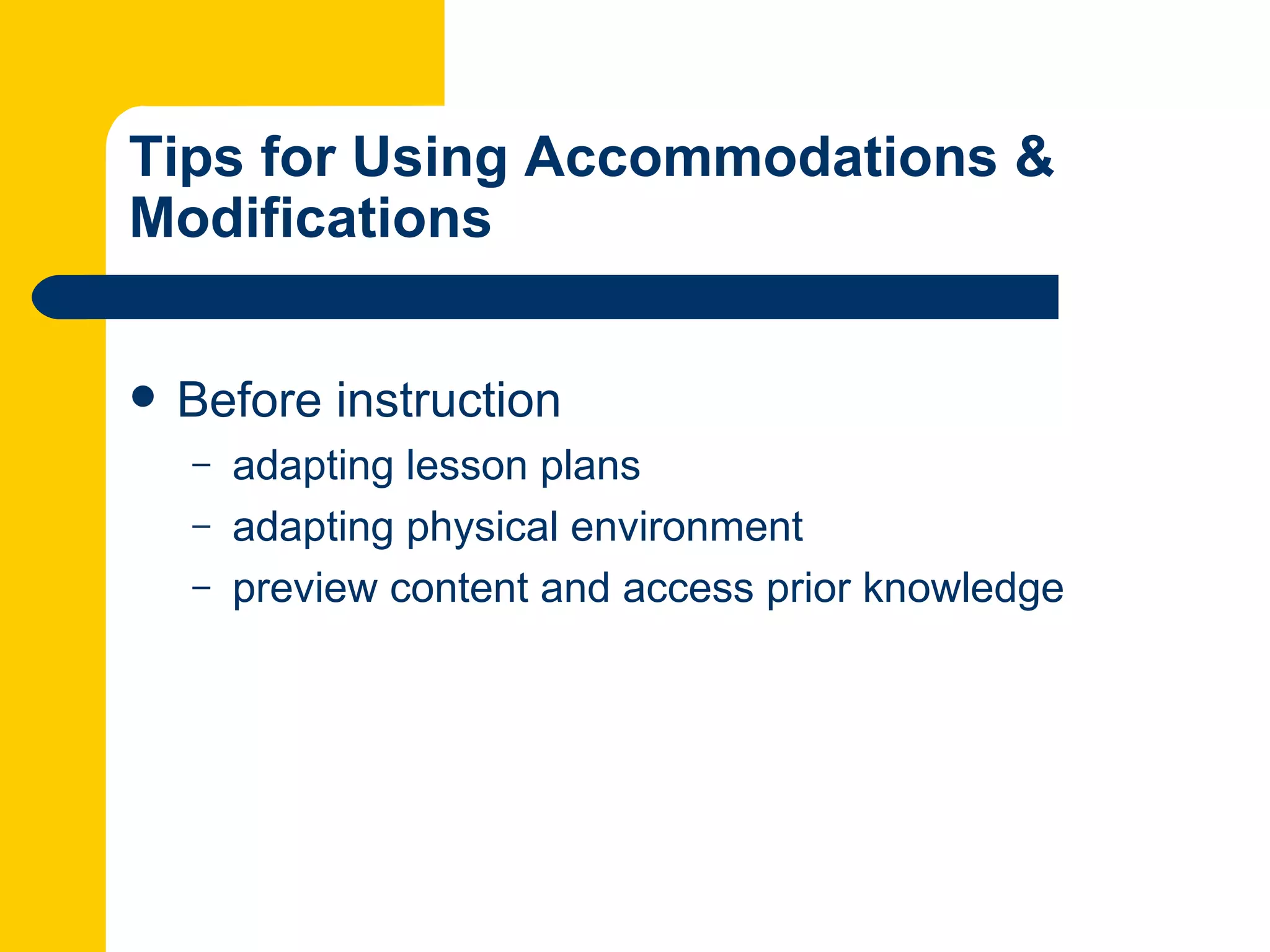 Accommodations vs. modifications | PPT