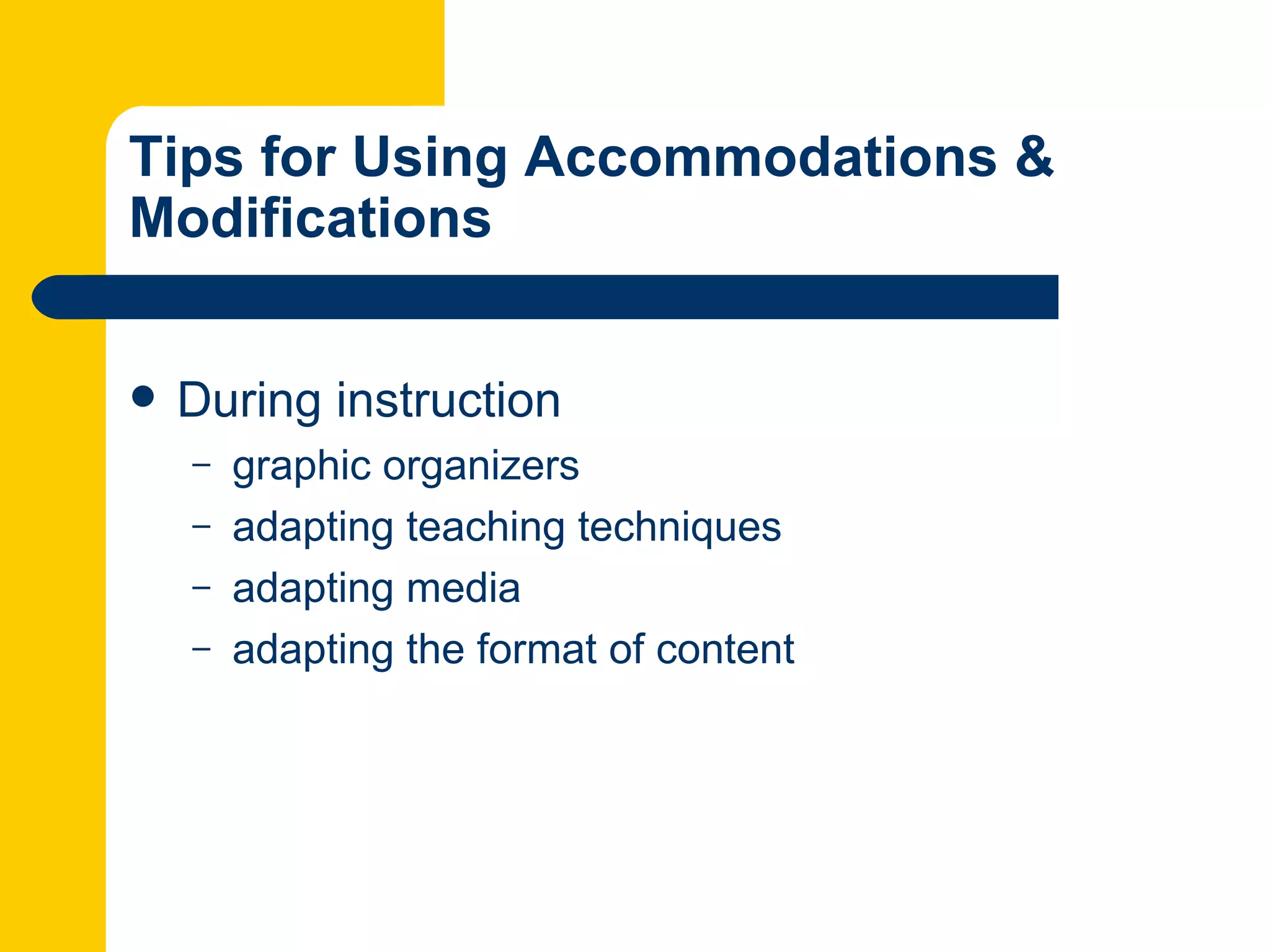 Accommodations vs. modifications | PPT
