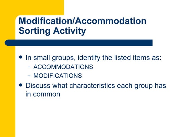 Accommodations vs. modifications | PPT
