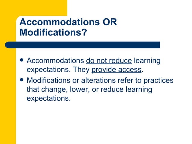 Accommodations vs. modifications | PPT