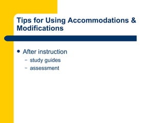 Accommodations vs modifications - lokasincal