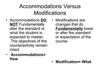 Accommodations vs modifications | PPT