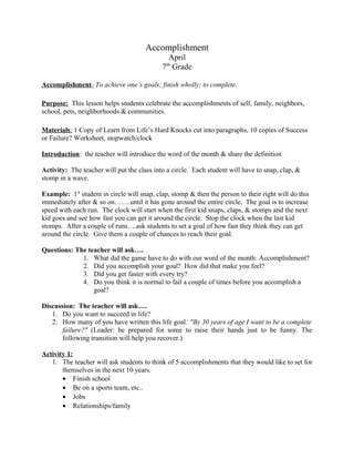 Accomplishment 7th grade | DOC