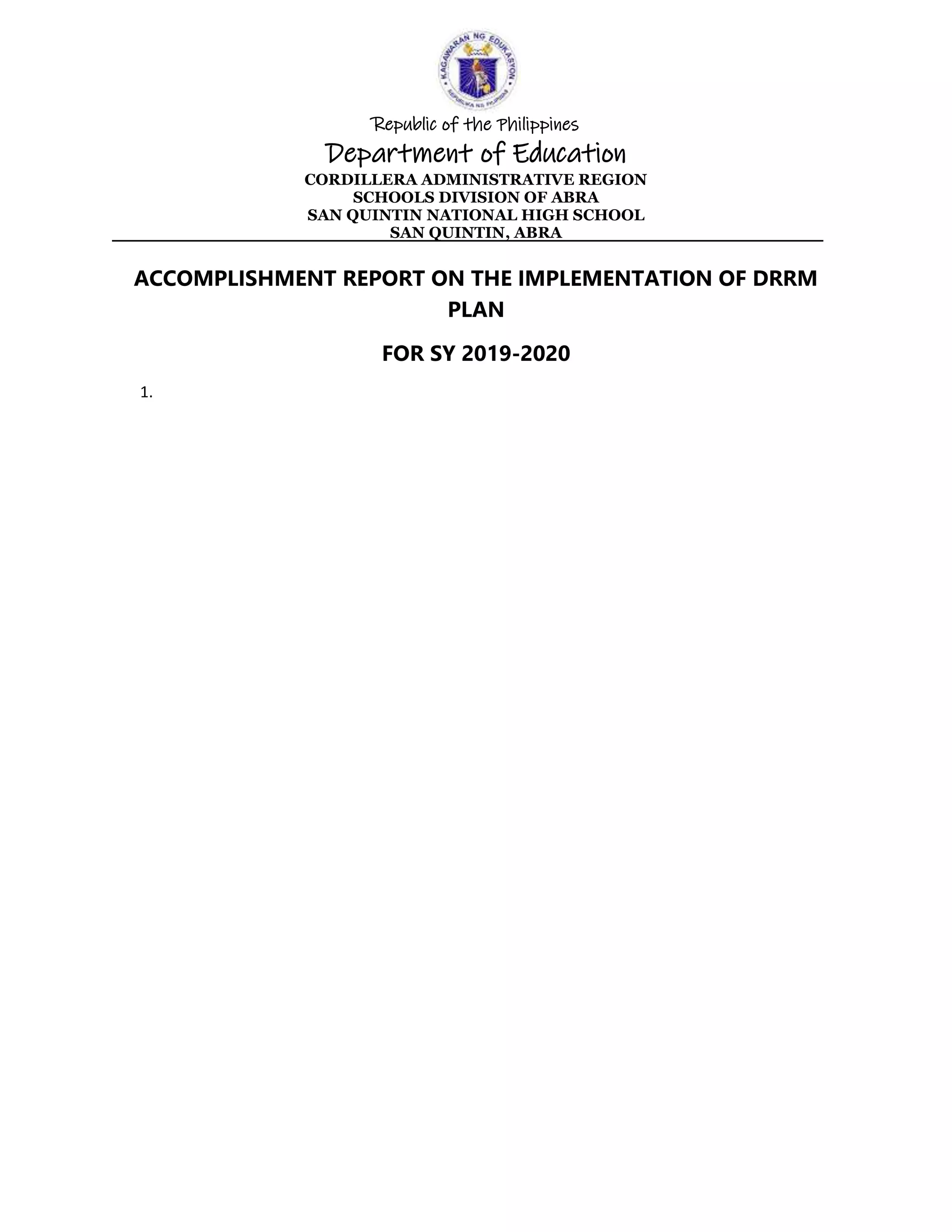 ACCOMPLISHMENT REPORT DRRM PLAN.docx