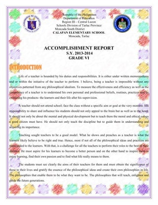 Accomplishment report: Grade six | DOCX