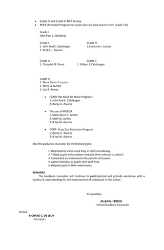 Accomplishment report in guidance | DOCX