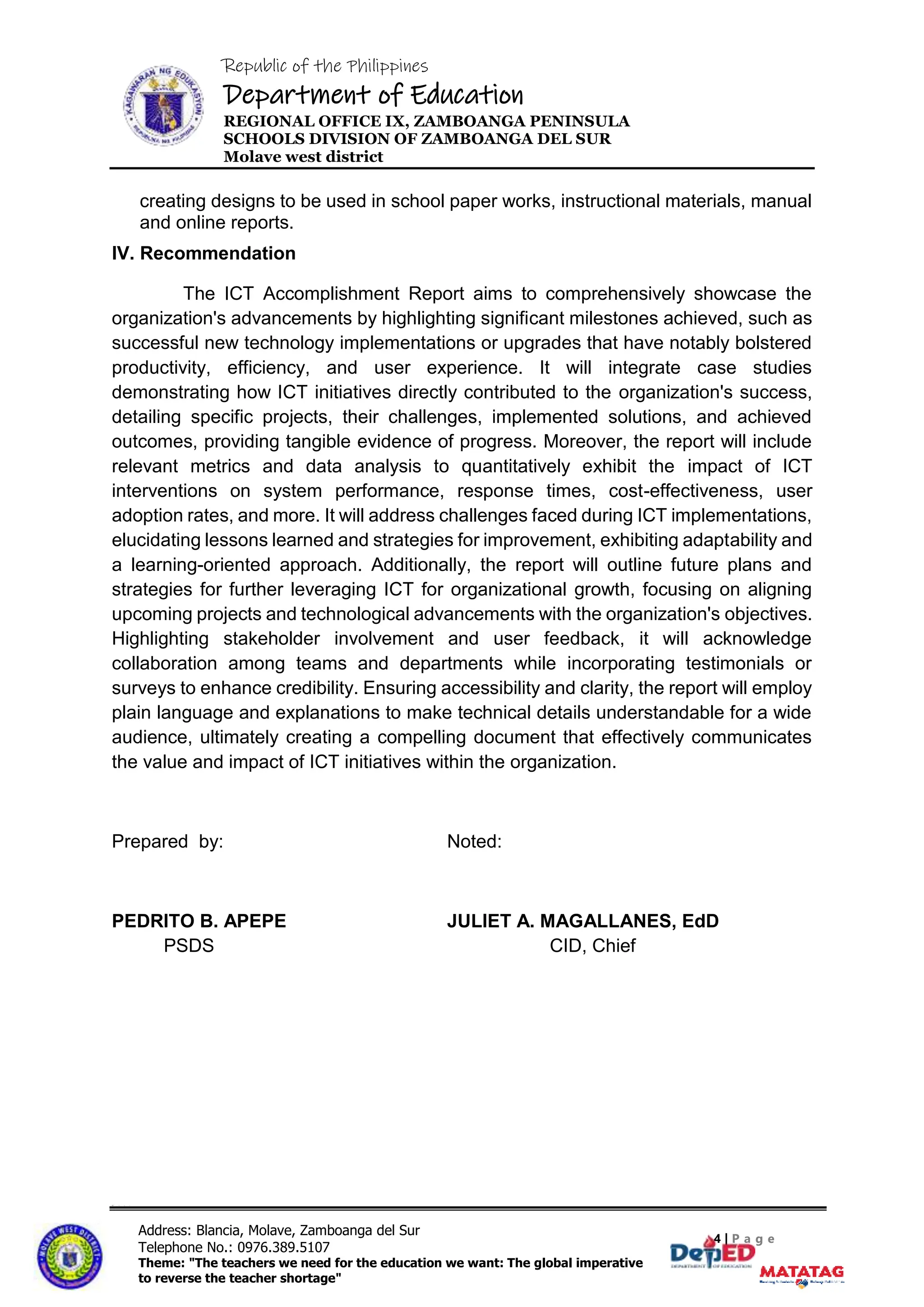Accomplishment Report in Information Communication and Technologydocx ...