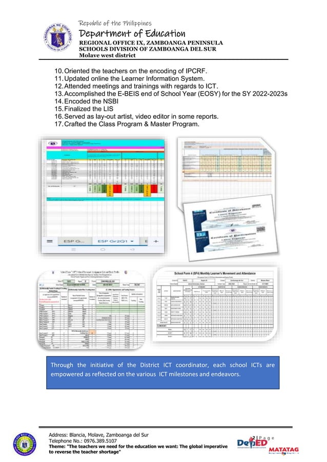 Accomplishment Report in Information Communication and Technologydocx ...