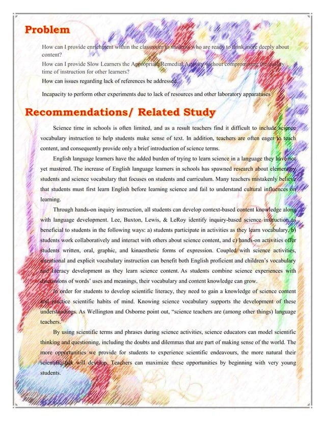 Accomplishment reports in science | DOCX | Homework and Study | Education