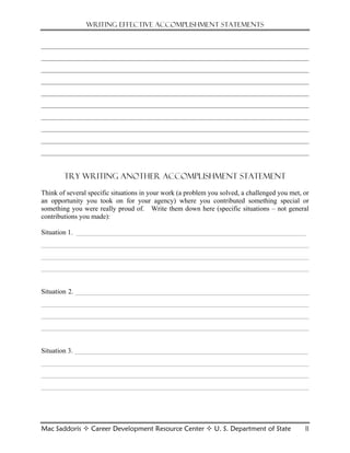 Writing Accomplishment Statements | PDF