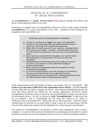 Writing Accomplishment Statements | PDF
