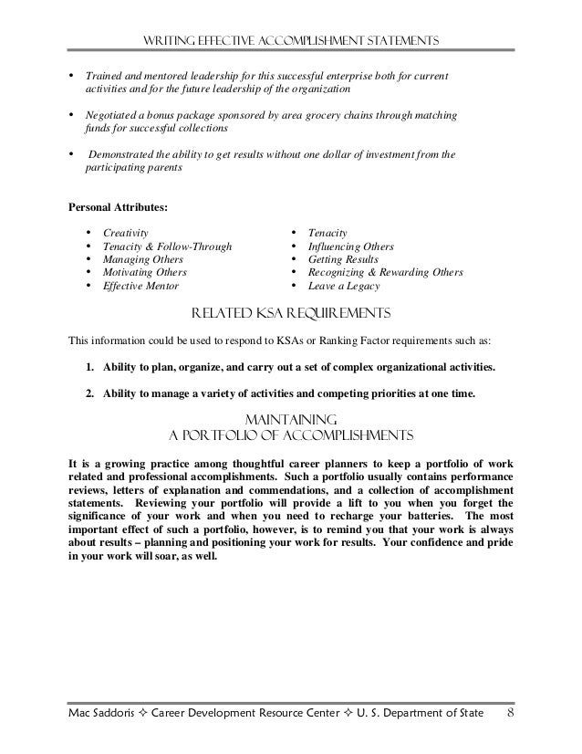 Writing Accomplishment Statements
