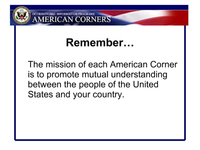 The American Corners Concept | PPT | Public Radio | Talk Radio