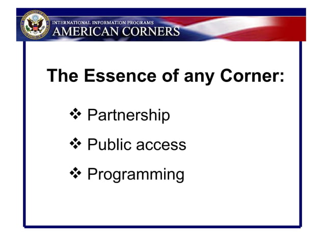 The American Corners Concept | PPT | Public Radio | Talk Radio