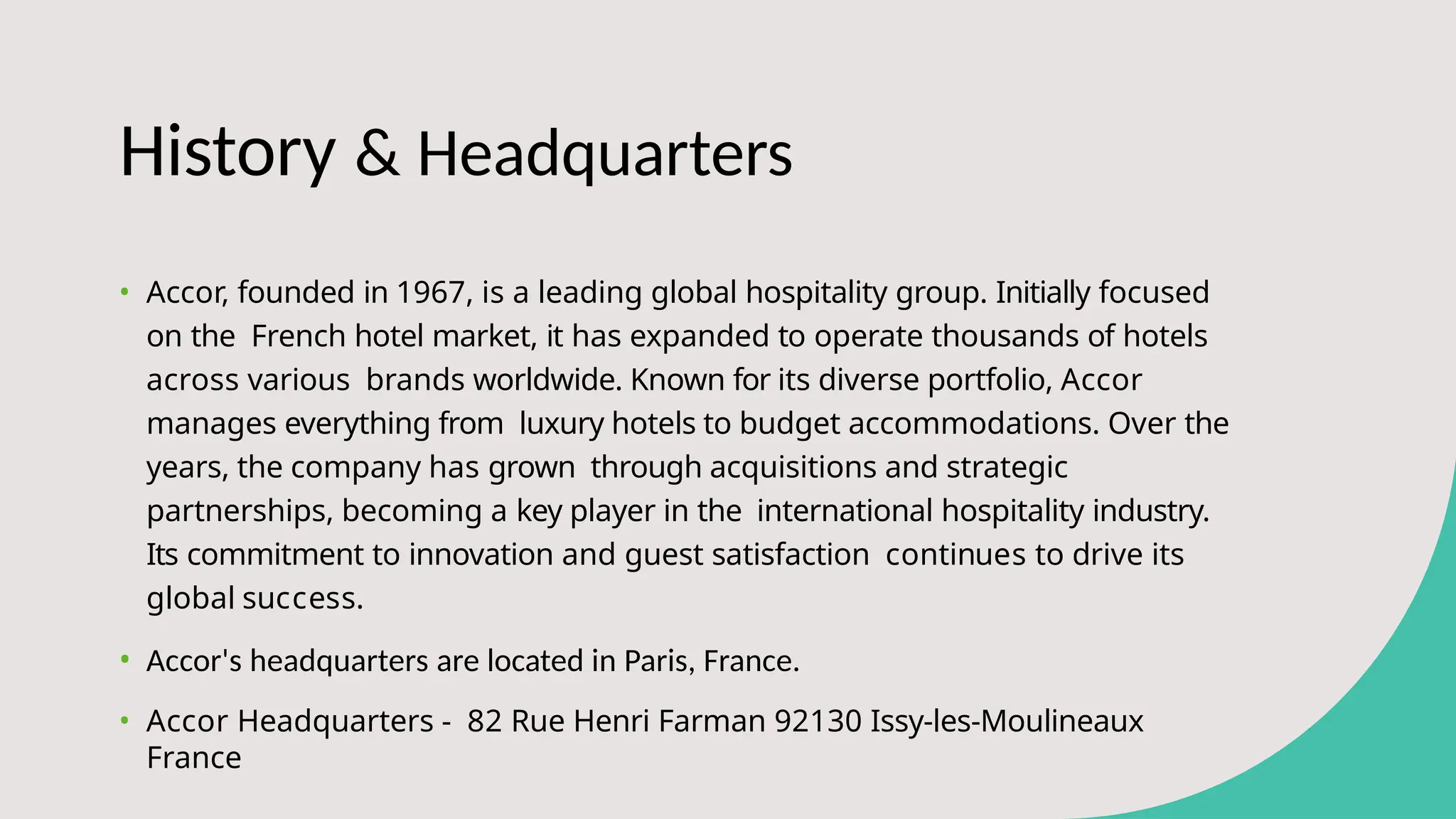 Accor - brand history, portfolio loyalty programs | PPTX | Hotels and ...