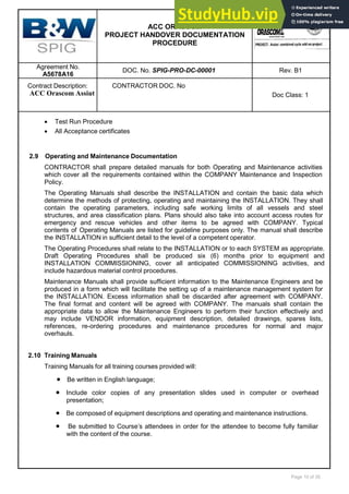 ACC ORASCOM PROJECT HANDOVER DOCUMENTATION PROCEDURE ACC Orascom Assiut PROJECT HANDOVER ...