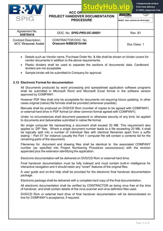 ACC ORASCOM PROJECT HANDOVER DOCUMENTATION PROCEDURE ACC Orascom Assiut PROJECT HANDOVER ...