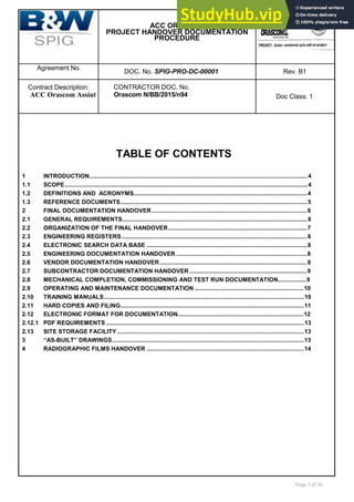 ACC ORASCOM PROJECT HANDOVER DOCUMENTATION PROCEDURE ACC Orascom Assiut PROJECT HANDOVER ...