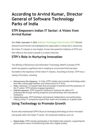 According to Arvind Kumar, Director General of Software Technology Parks of India.pdf