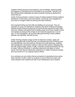 visible thinking summary | DOC | Educational Assessment | Education