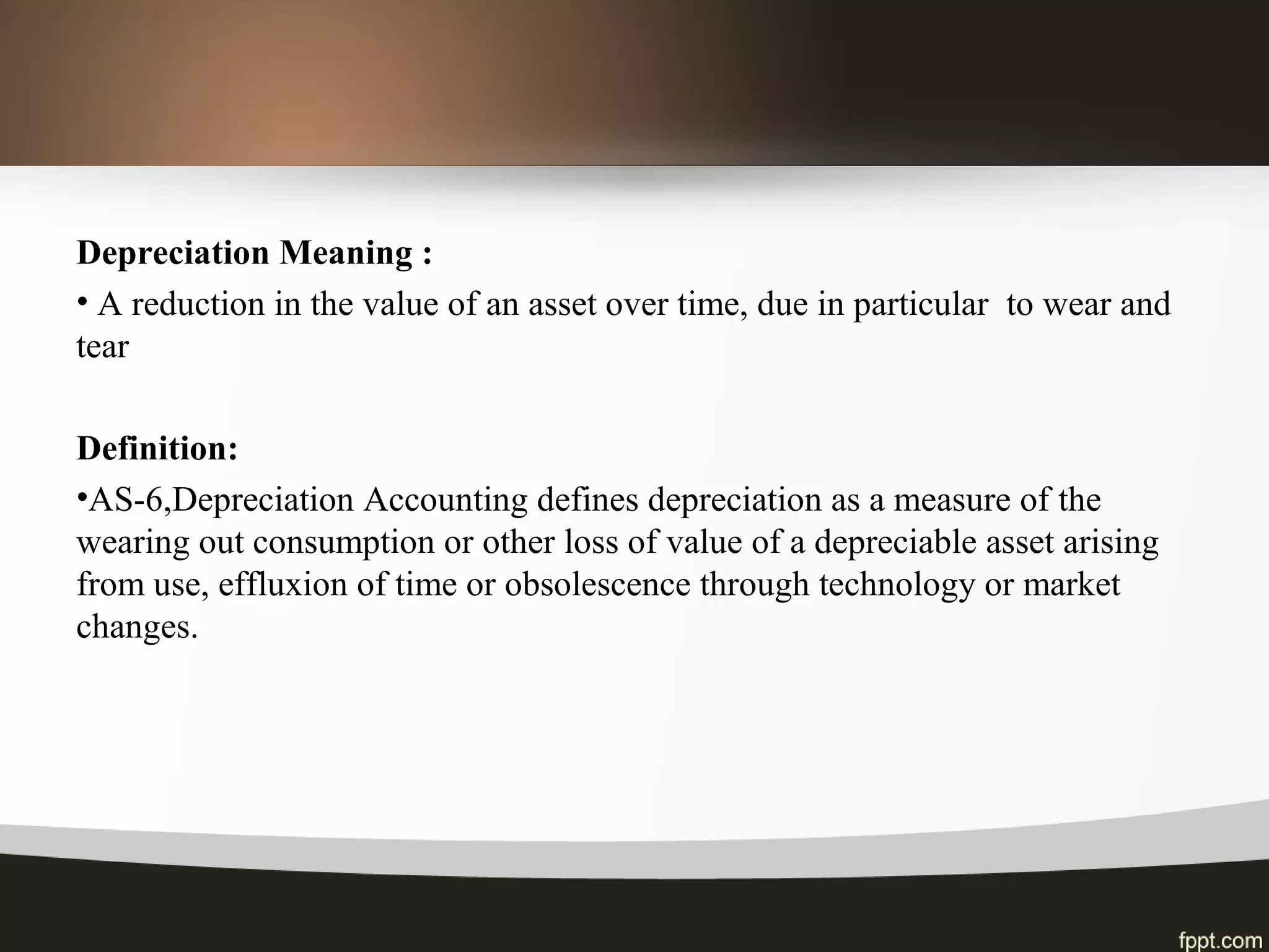 Accounting standard depreciation | PPT