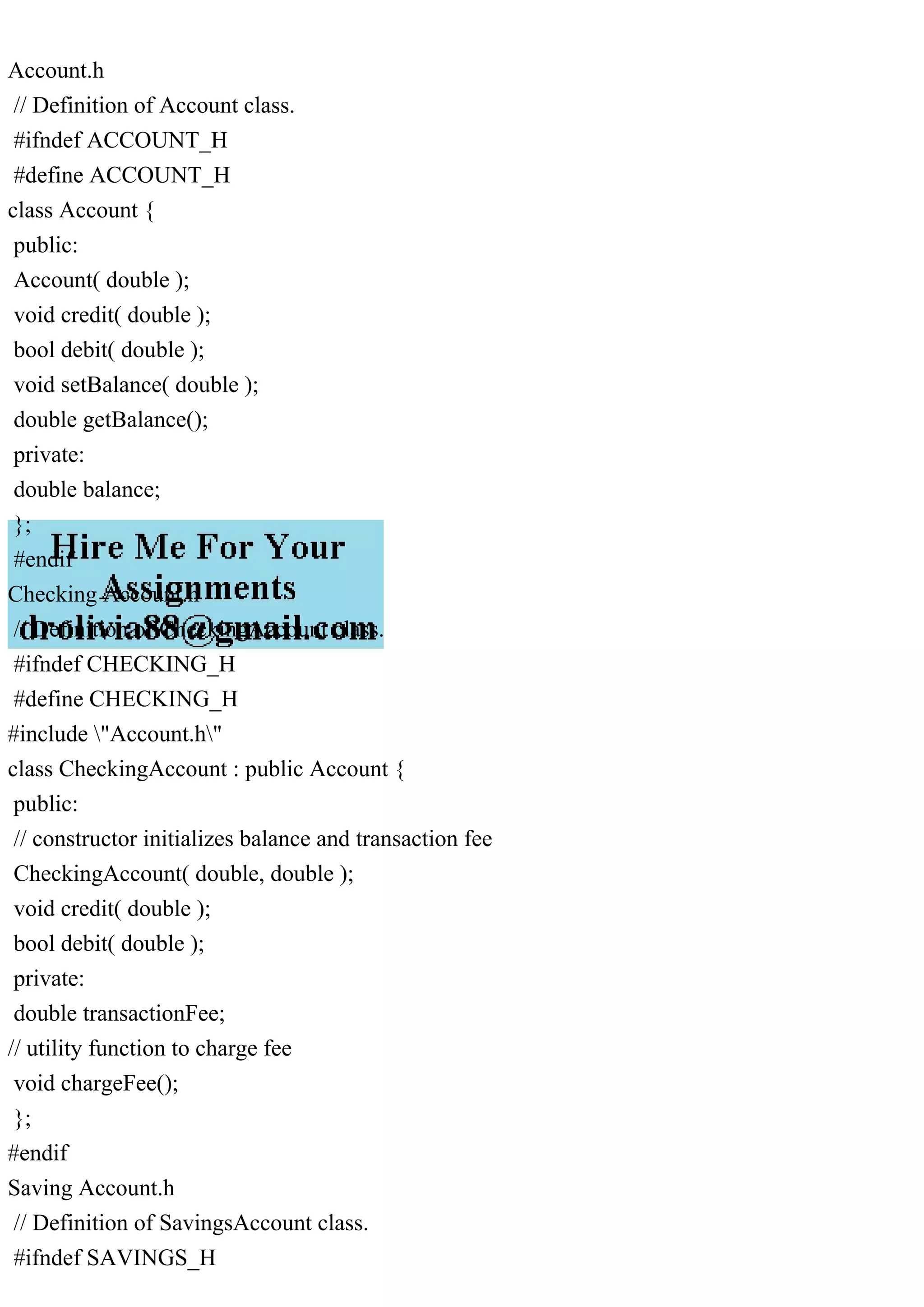 Account.h Definition of Account class. #ifndef ACCOUNT_H #d.pdf