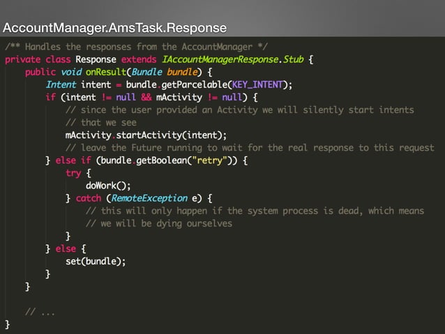 Inside the Android AccountManager | PPT
