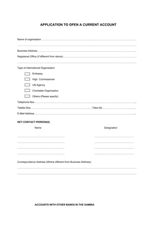 Account Opening Documentation ( International Org) | PDF