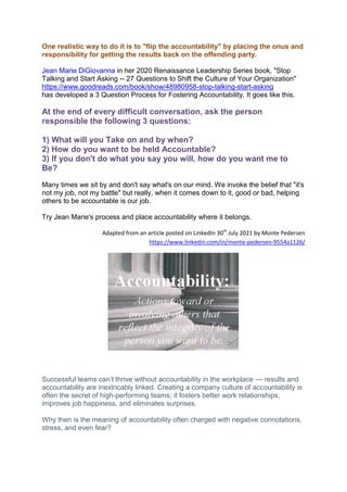 Accountability - A key tool for high performing teams | PDF
