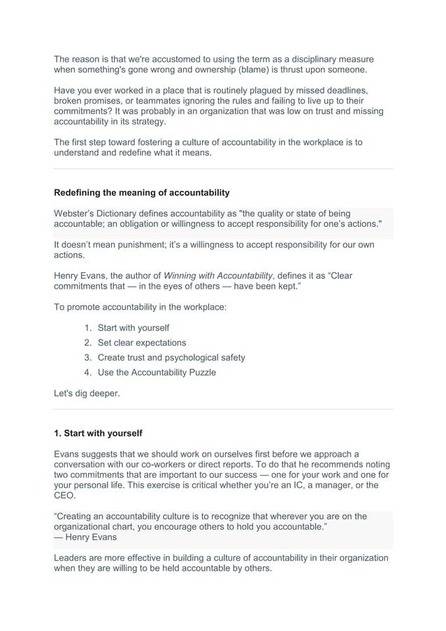 Accountability - A key tool for high performing teams | PDF