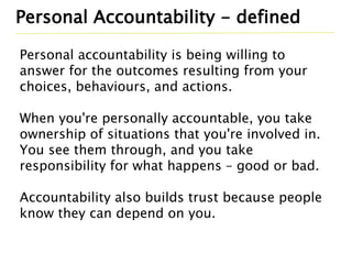 Personal Responsibility Definition