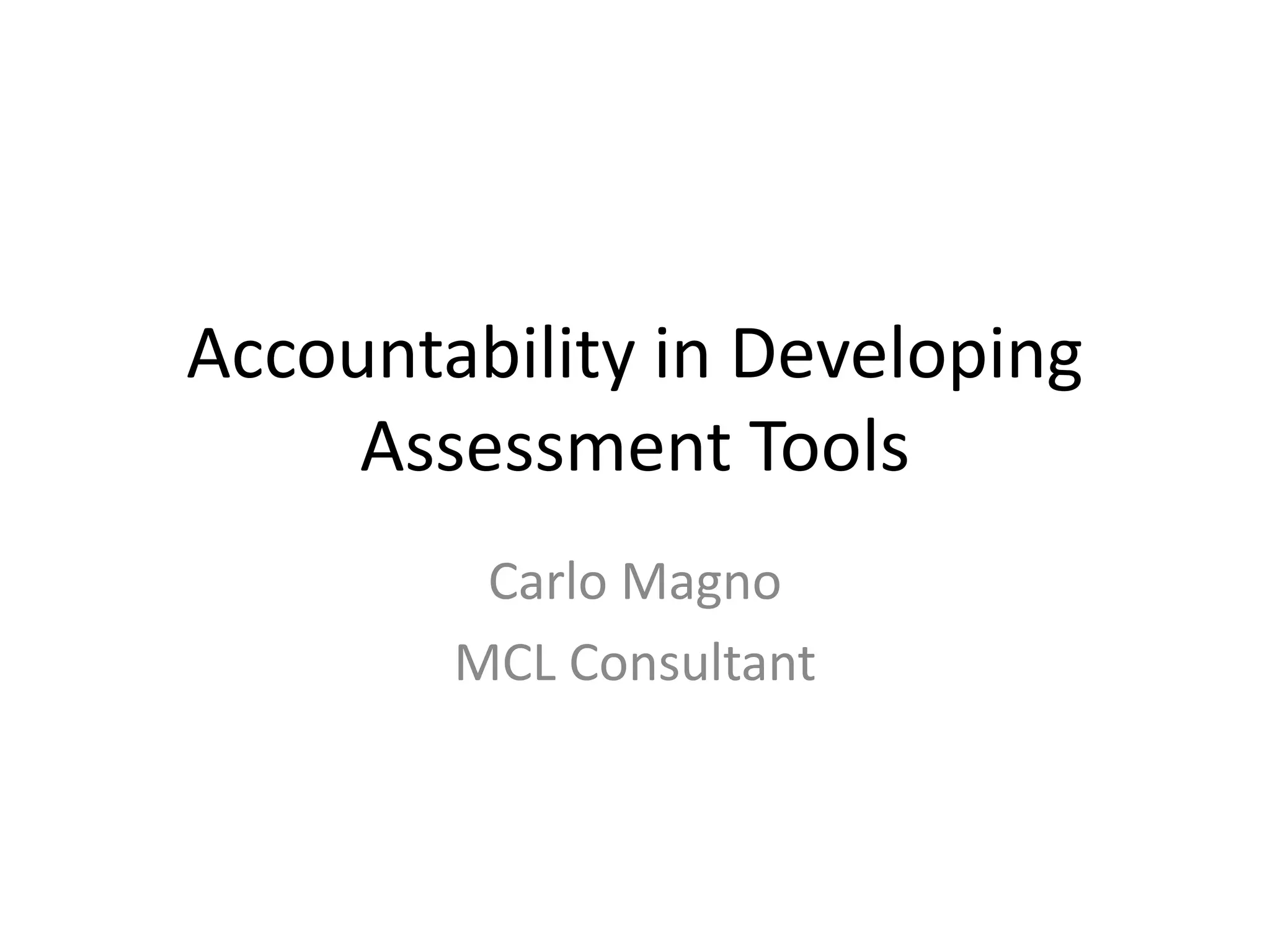 Accountability in developing assessment tools | PDF