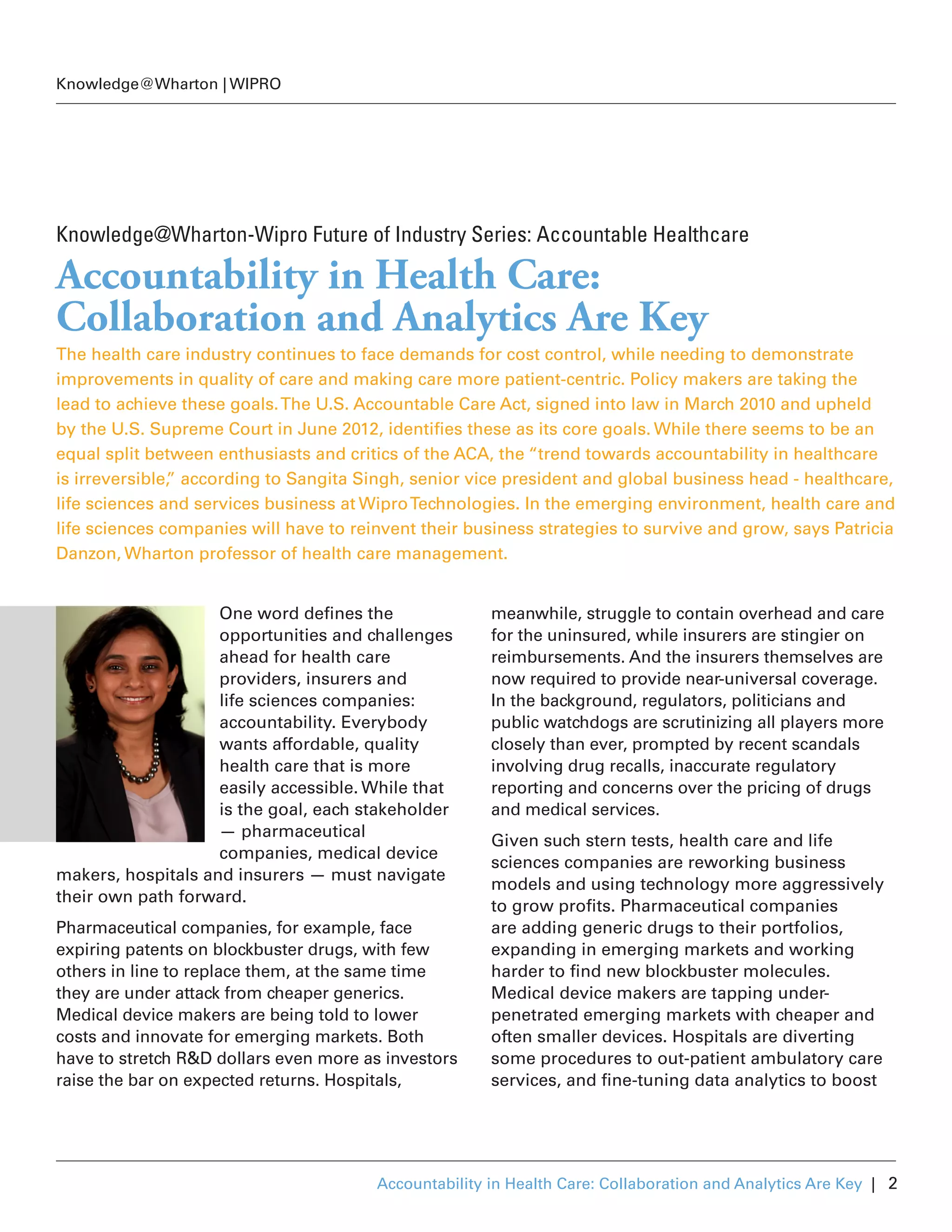 Accountability in Healthcare: Collaboration and Analytics are Key | PDF ...