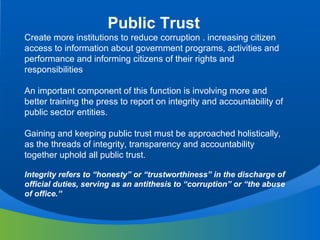 Accountability & transparency and good governance 28 08-2011 | PPT