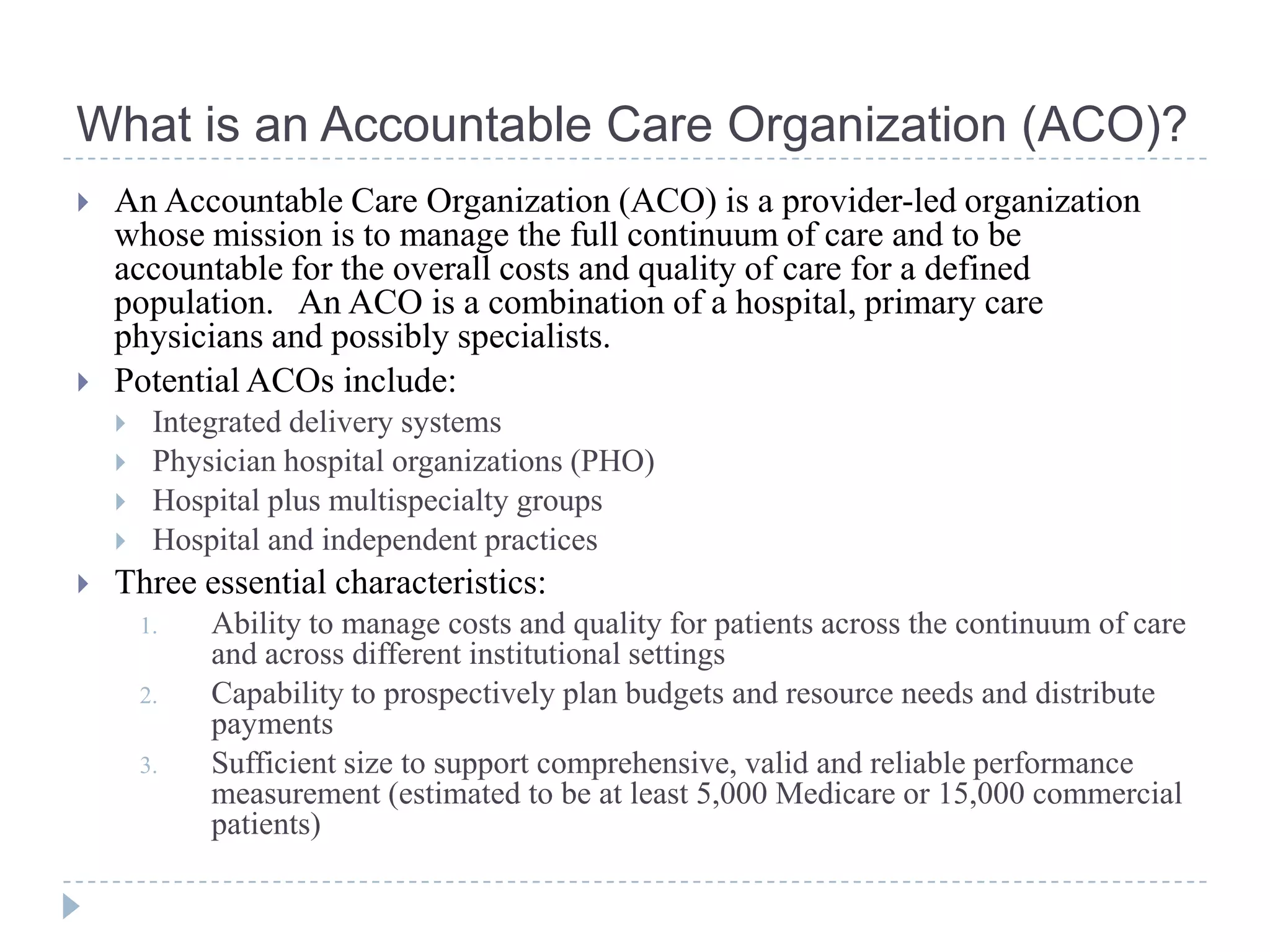 Accountable Care Organizations Overview | PPTX