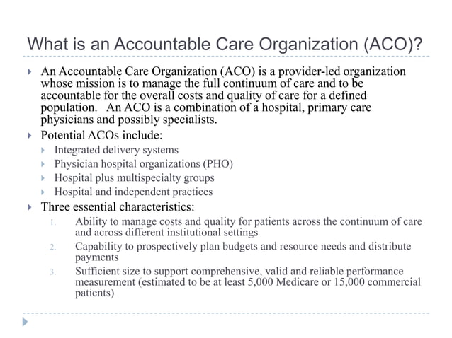 Accountable Care Organizations Overview | PPTX
