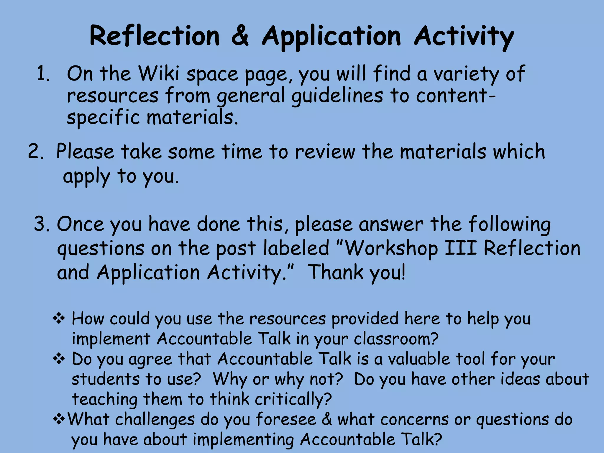 Accountable talk for secondary | PPT