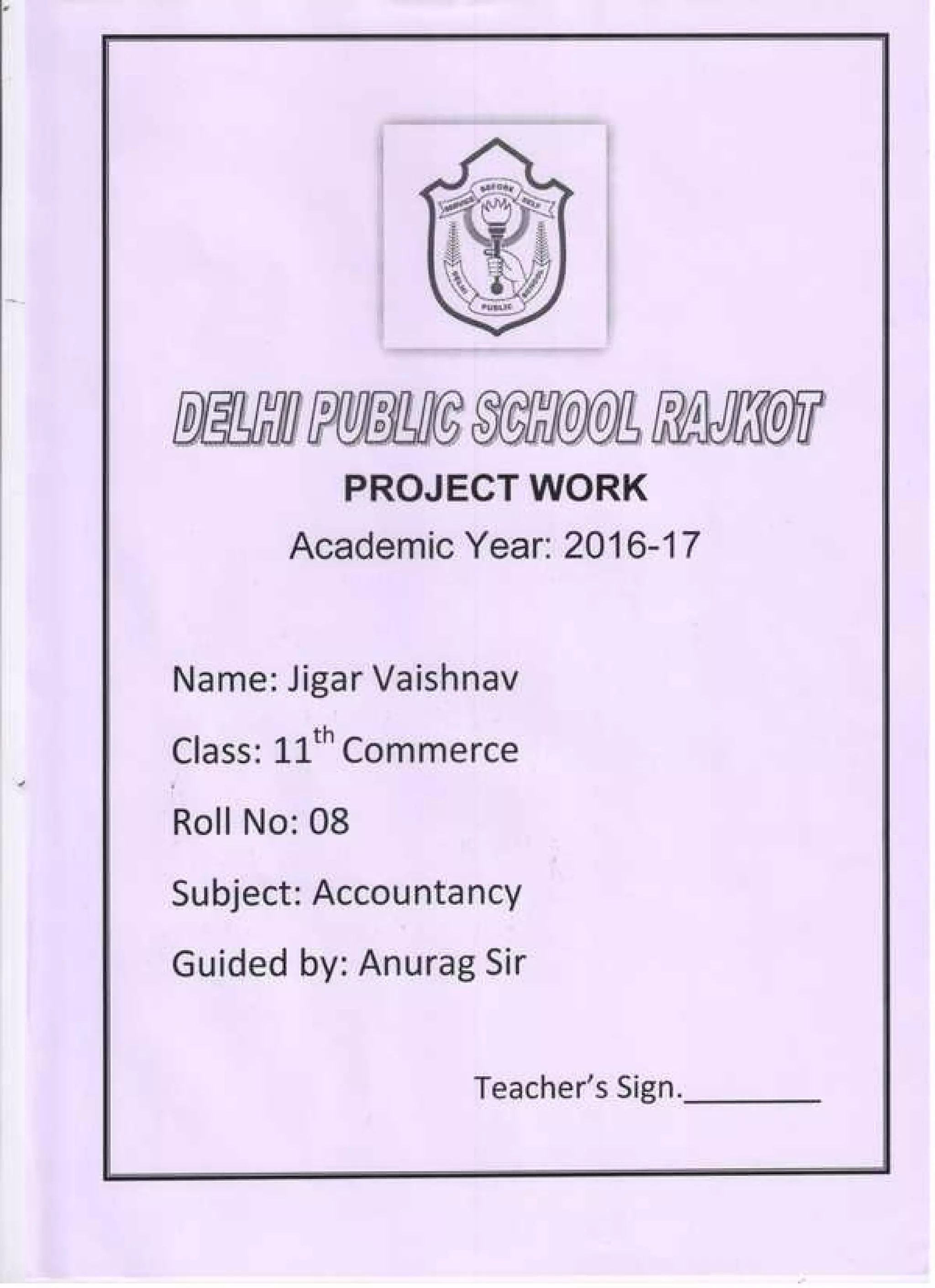 Accountancy project class 11th (cbse board) | PDF