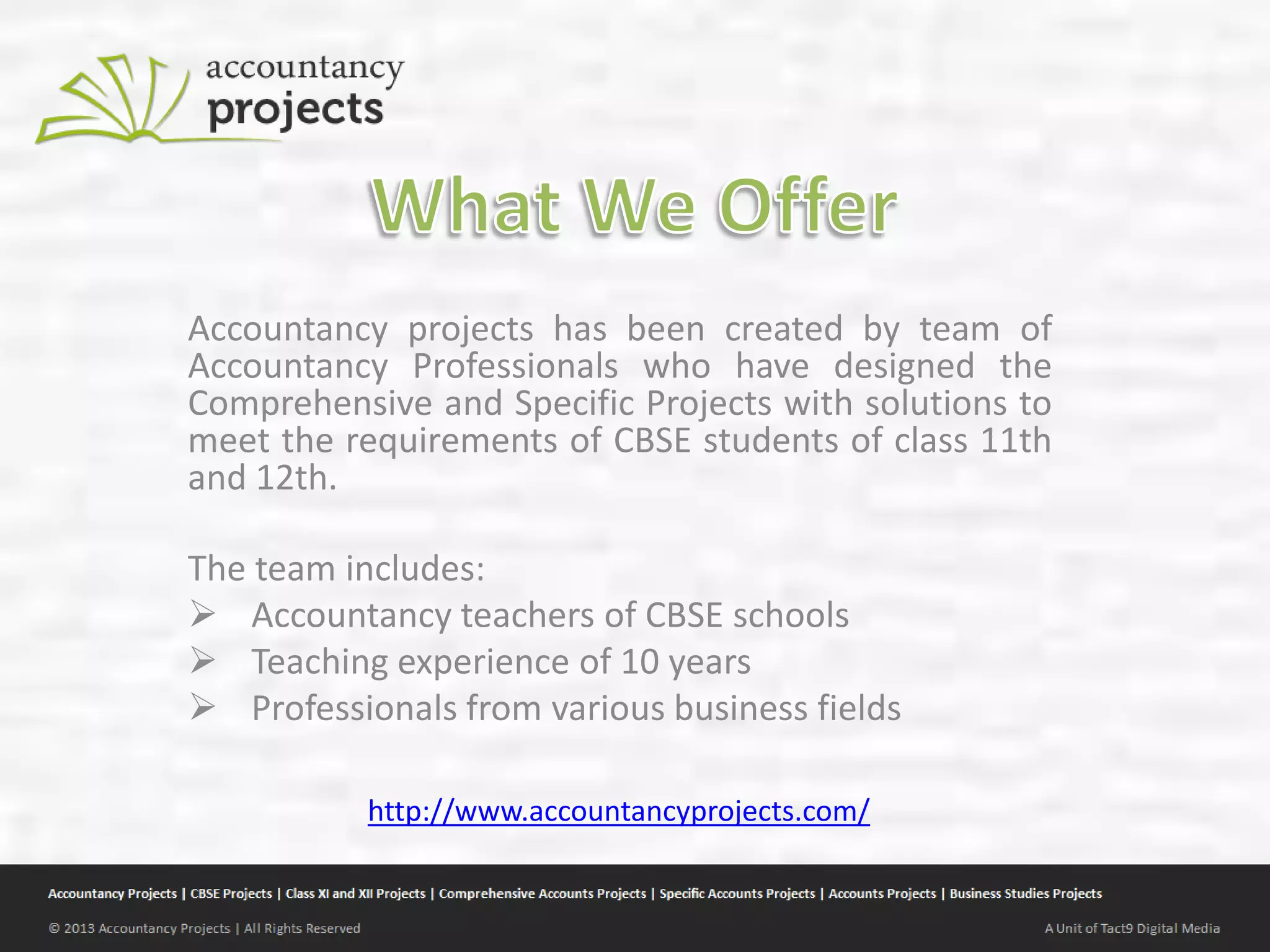 Accountancy projects for cbse students | PPTX